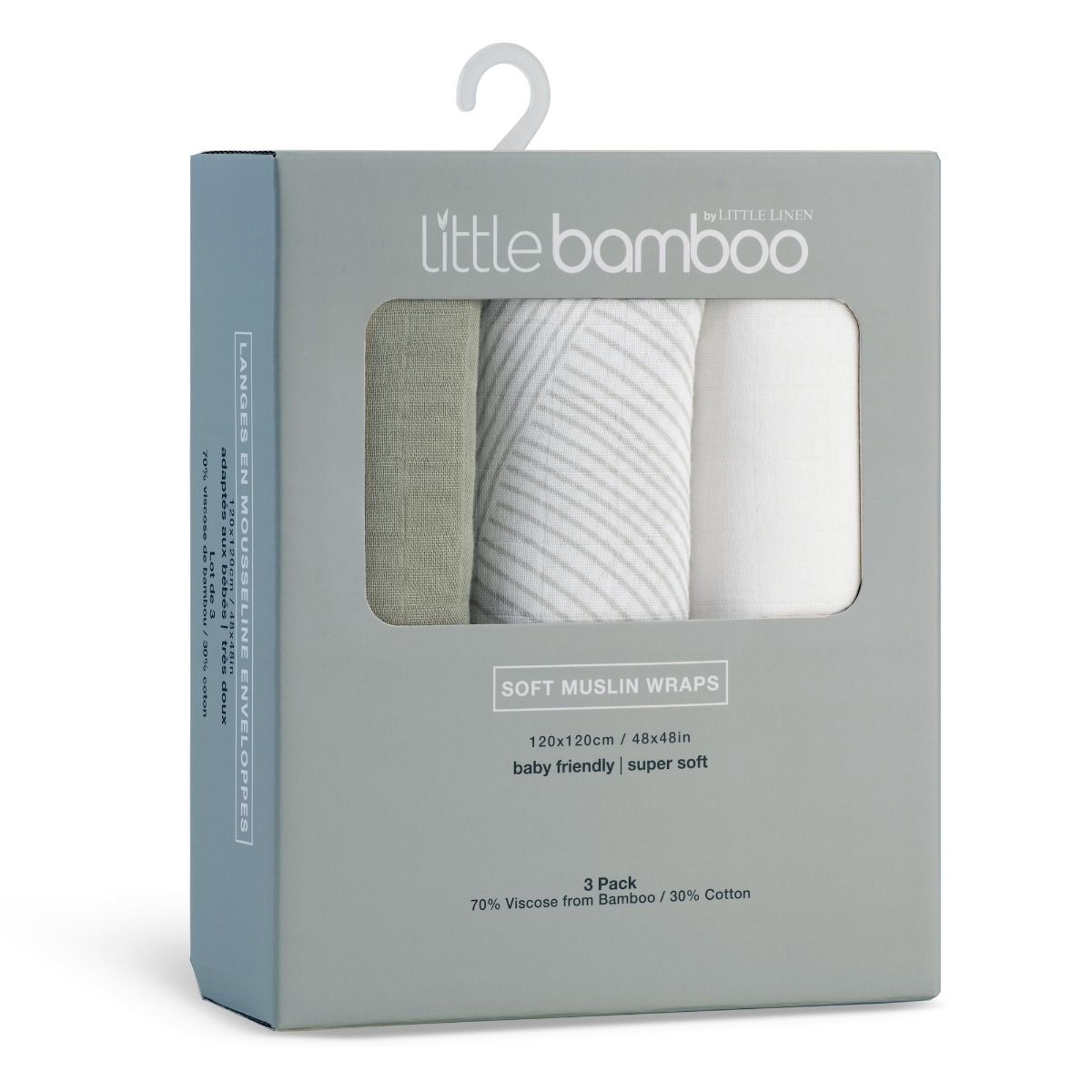 Little Bamboo Muslin Wraps 3pk - Bayleaf